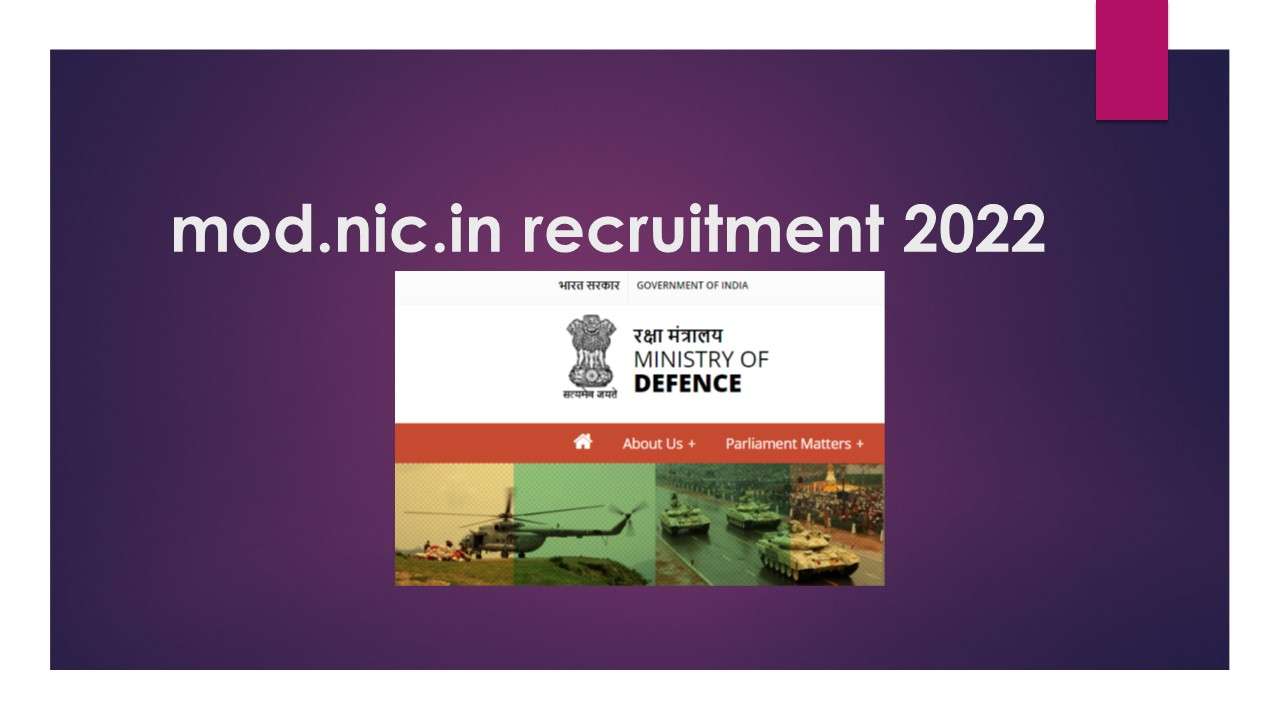 mod.nic.in recruitment 2022 Apply Ministry of Defence Jobs Notification ...