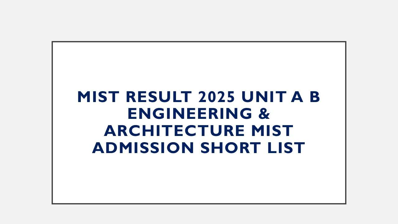 MIST Result 2025 Unit A B Engineering & Architecture MIST Admission ...