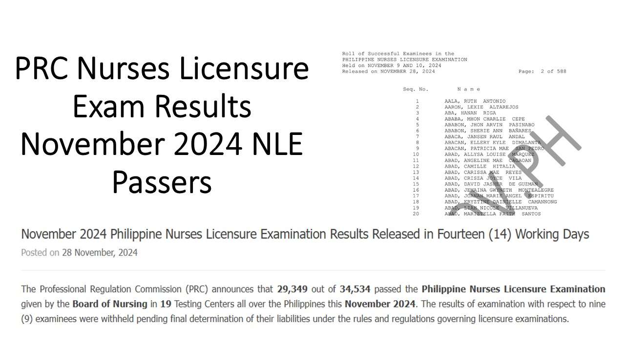 PRC Nurses Licensure Exam Results November 2024 NLE Passers ...
