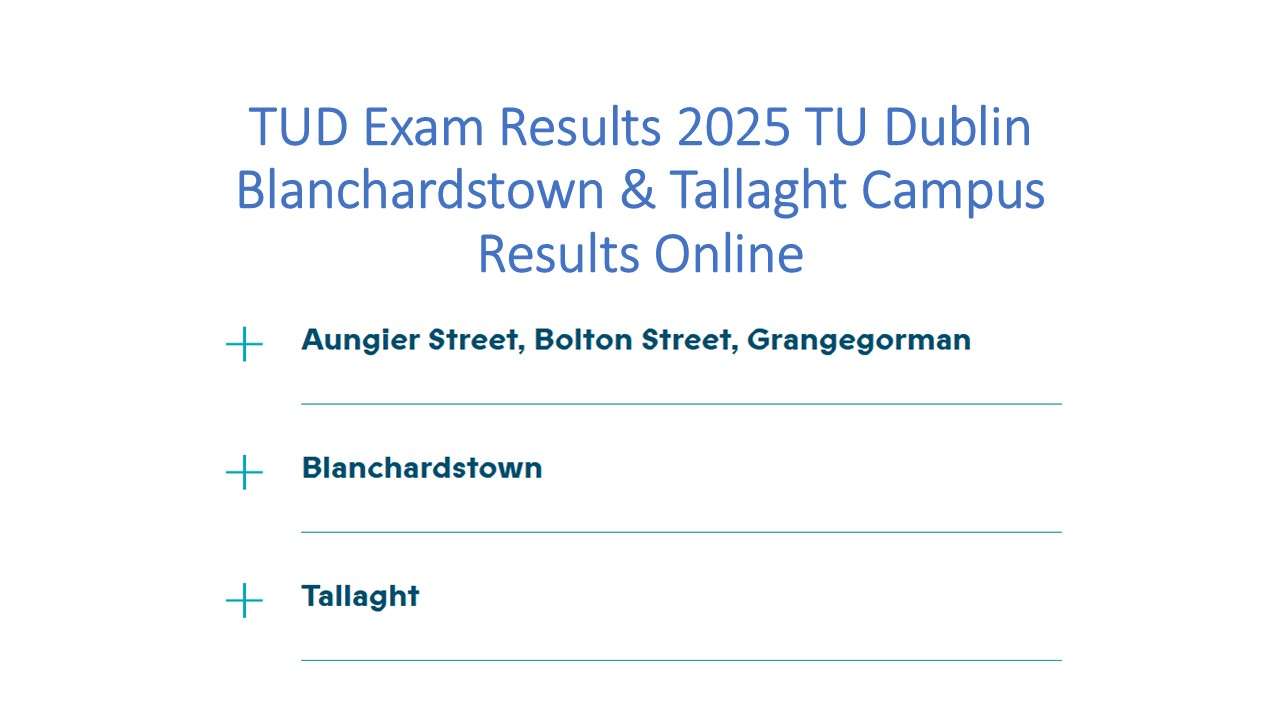 TUD Exam Results 2025 TU Dublin Blanchardstown & Tallaght Campus ...
